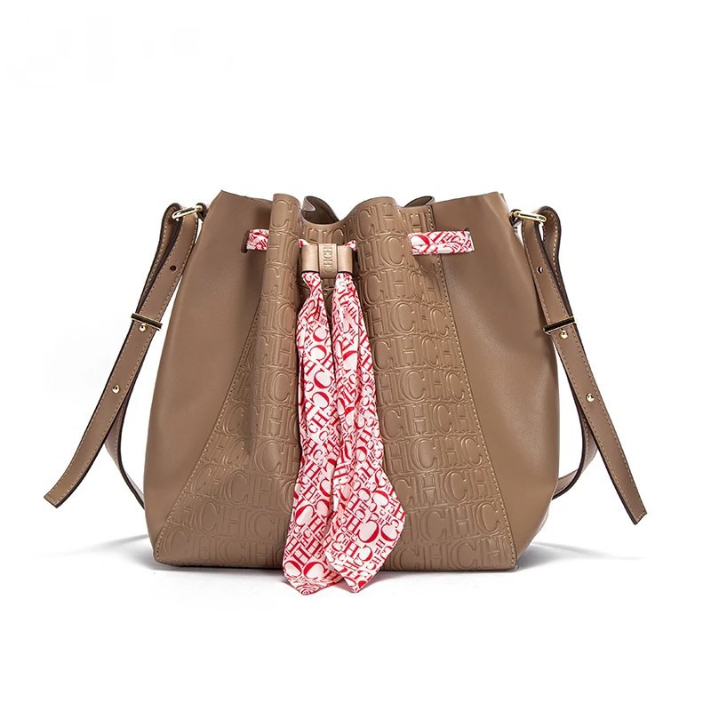 CHCH women's daily solid color bag exquisite silk scarf drawstring ...